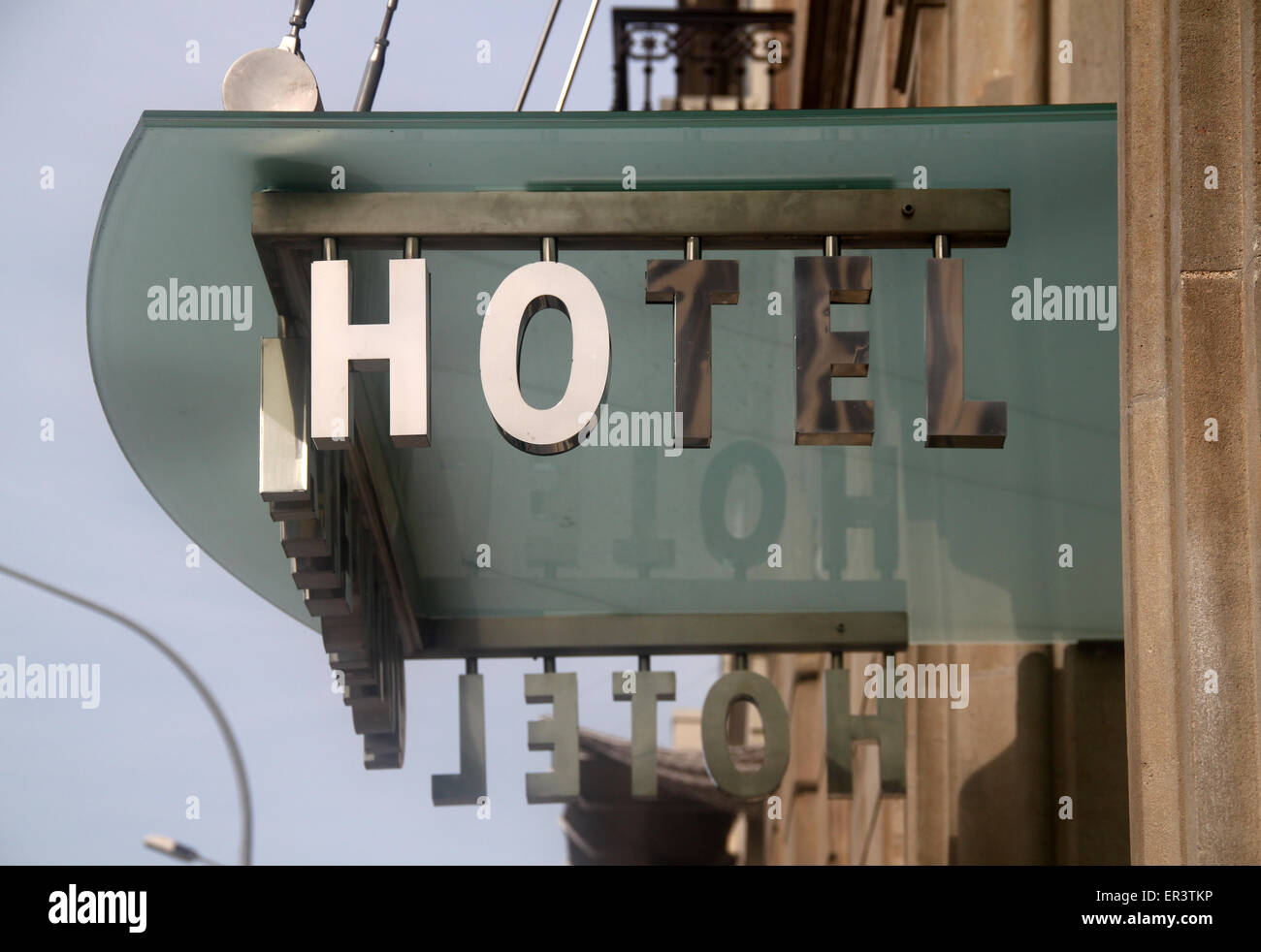 Hotel sign above entrance to Hotel Ciutadella in Barcelona, Catalonia ...