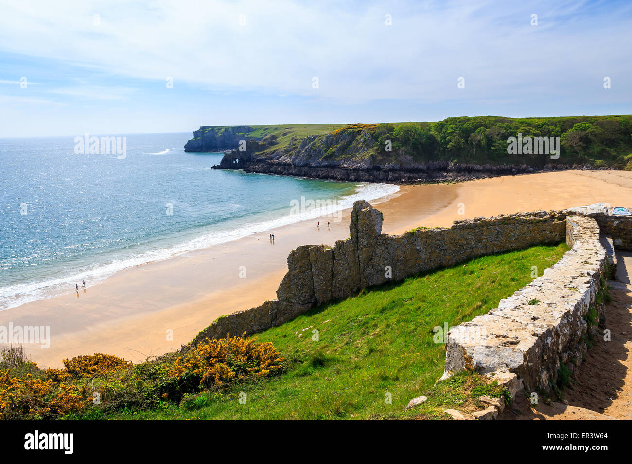 Overlooking the stunning beach at Barafundle Bay on the Pembrokeshire ...