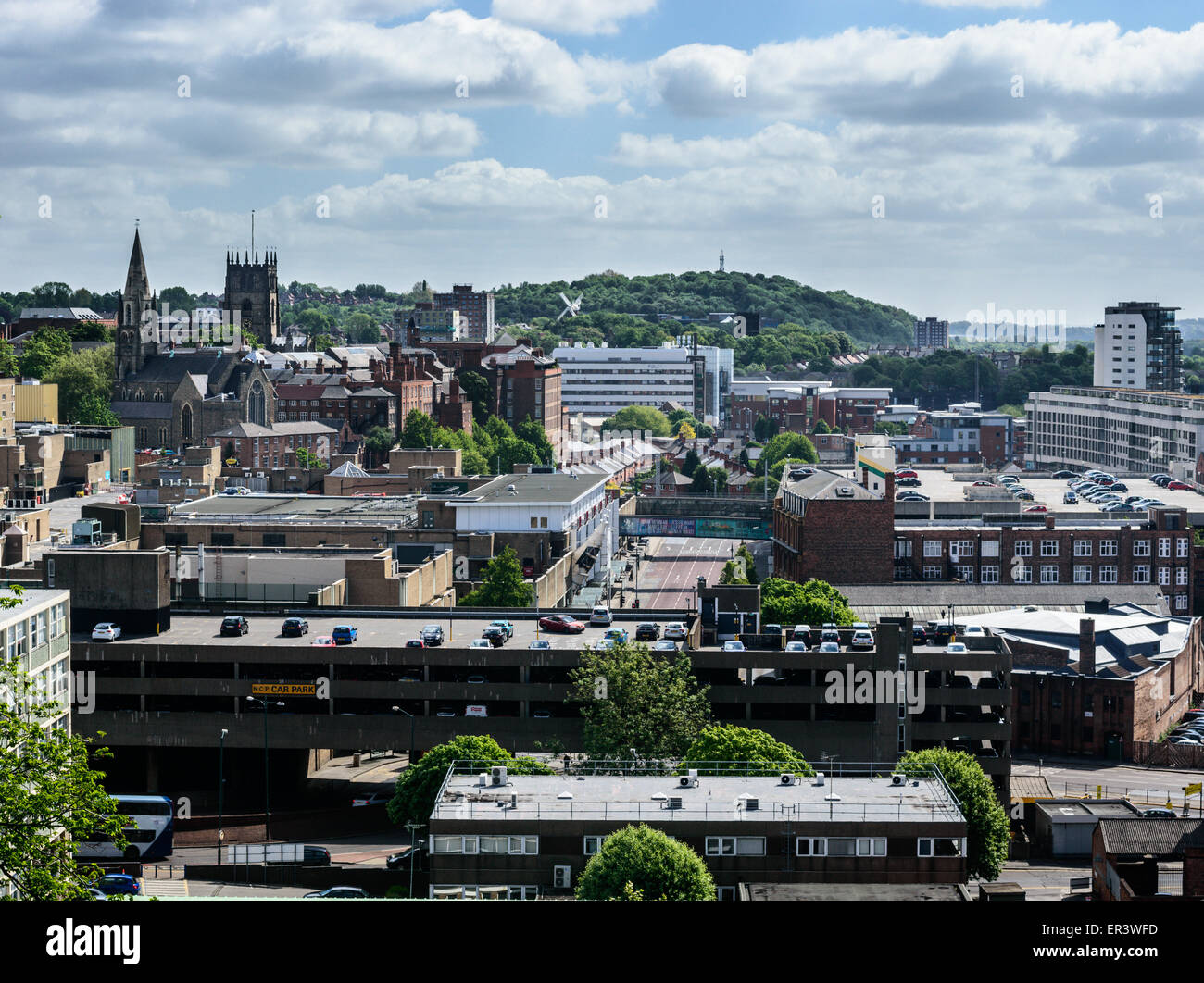 Nottingham skyline looking East, from the Castle. Showing the towns of ...