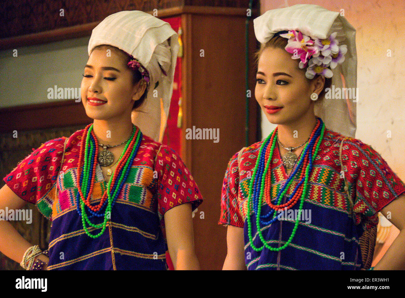 Female Dancers at a folklore show in Chiang Mai, Thailand, Asia Stock ...