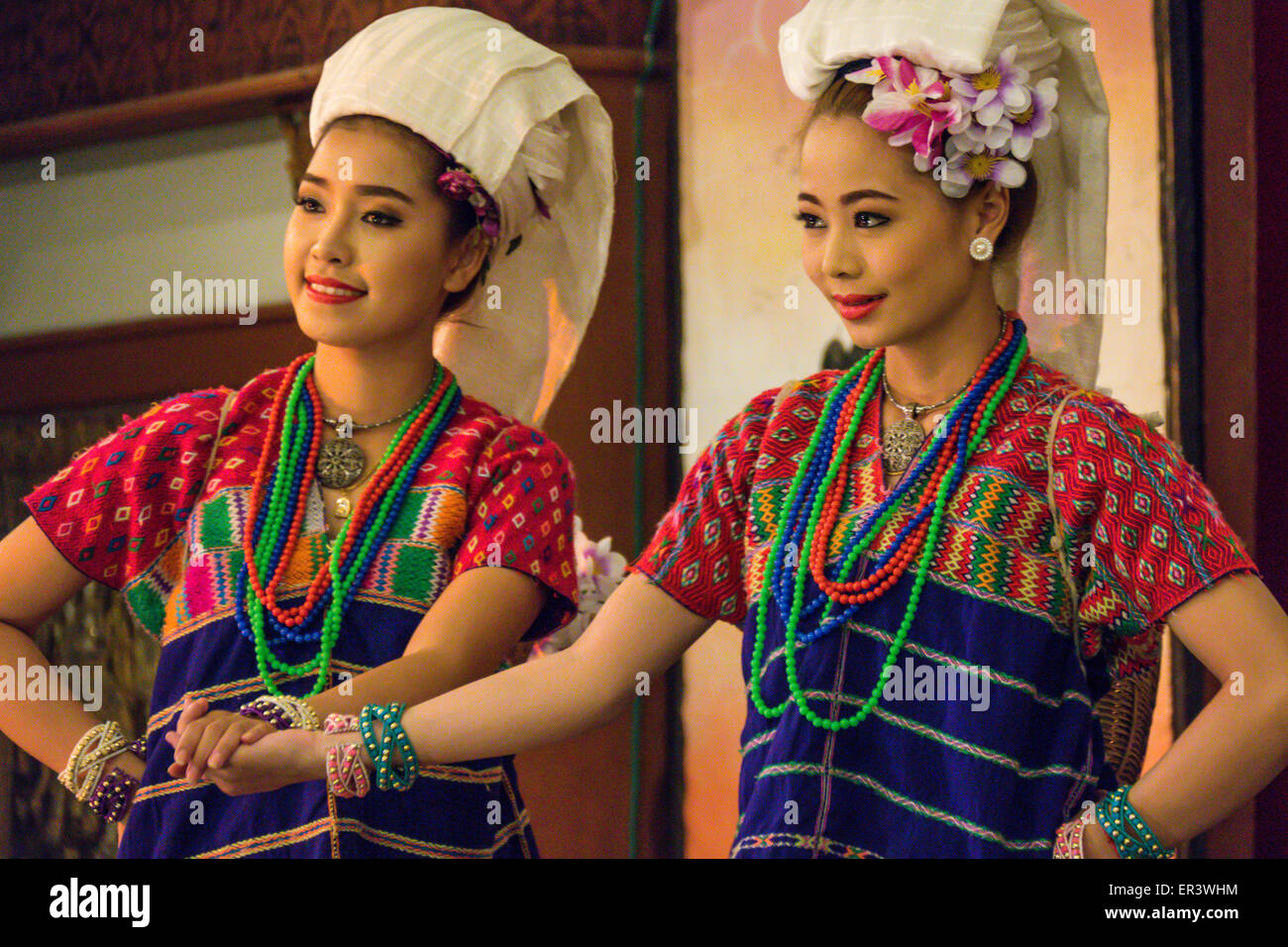 Female Dancers at a folklore show in Chiang Mai, Thailand, Asia Stock ...