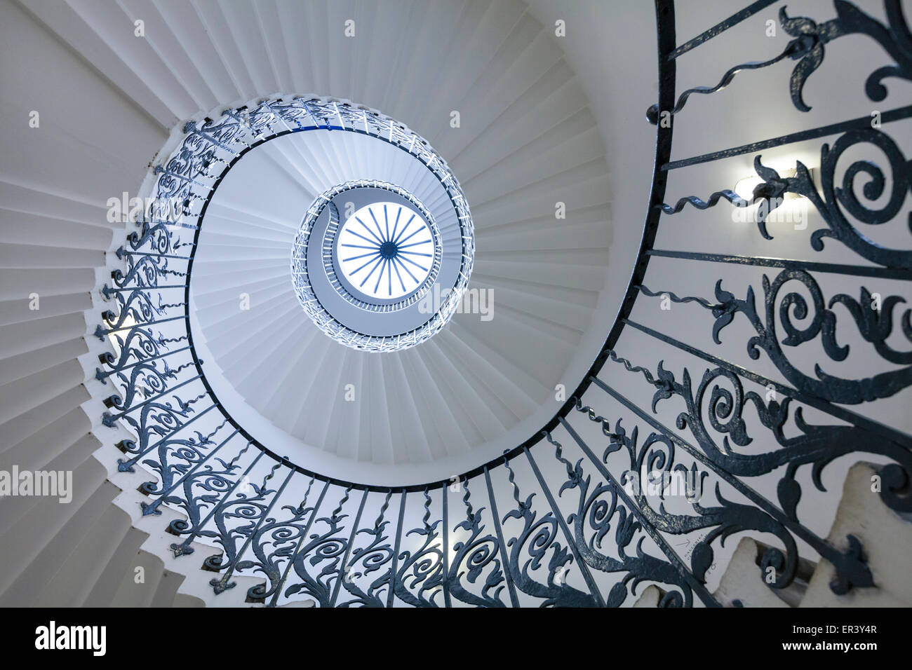 The famous tulip staircase at Queen's House, a former royal residence ...