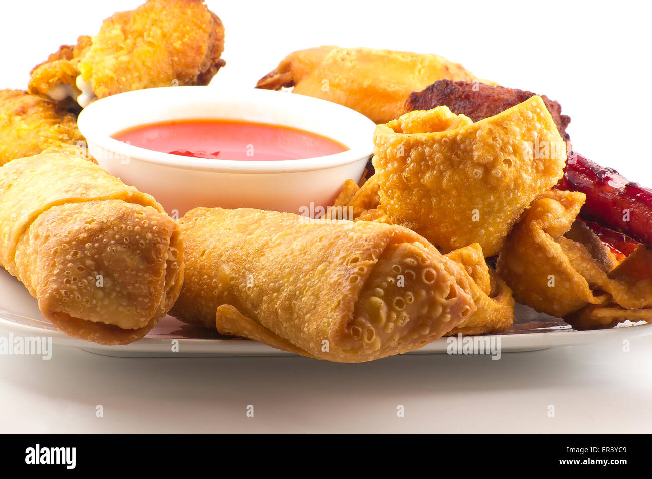 Pu pu platter with crab rangoon, egg rolls, fried chicken, BBQ Beef ...