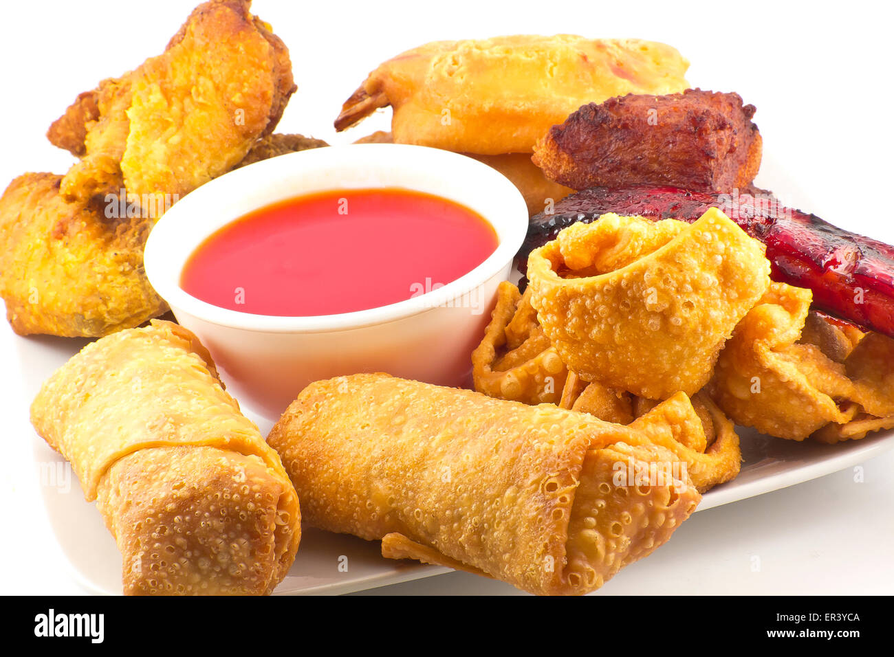 Pu pu platter with crab rangoon, egg rolls, fried chicken, BBQ Beef ...
