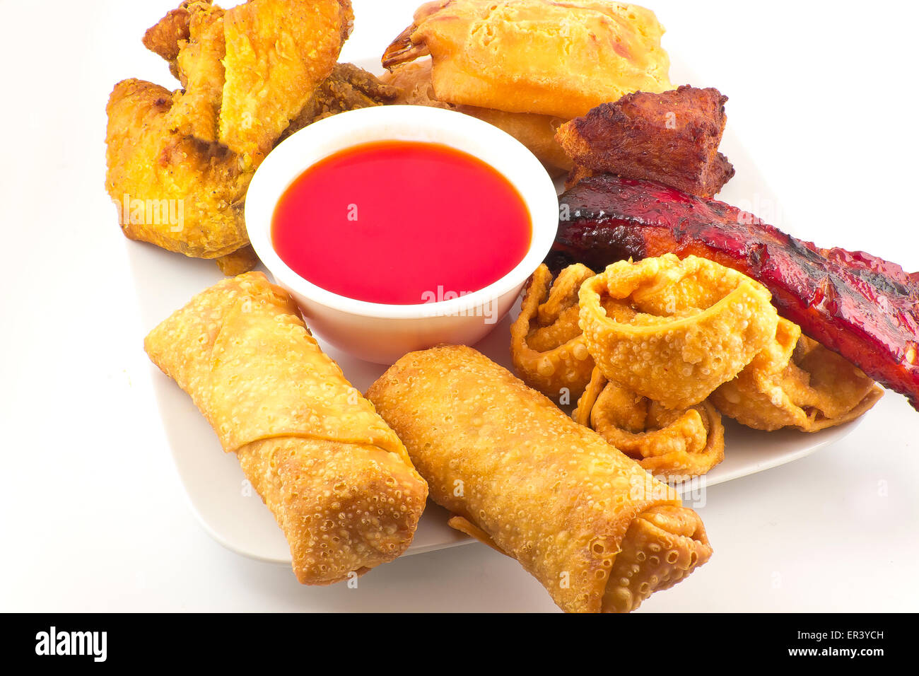 Pu pu platter with crab rangoon, egg rolls, fried chicken, BBQ Beef ...