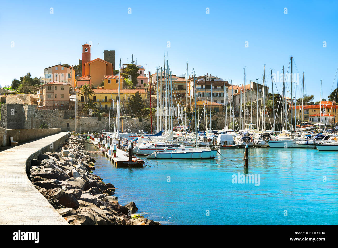 Waterfront of small town of Talamone. Grosseto region, Tuscany, Italy ...
