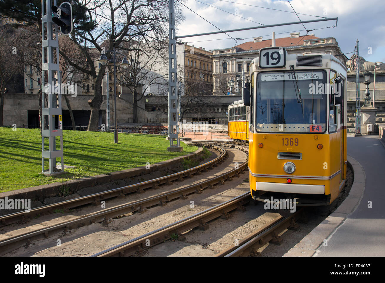 traditional tram in the streets of Budapest Stock Photo - Alamy