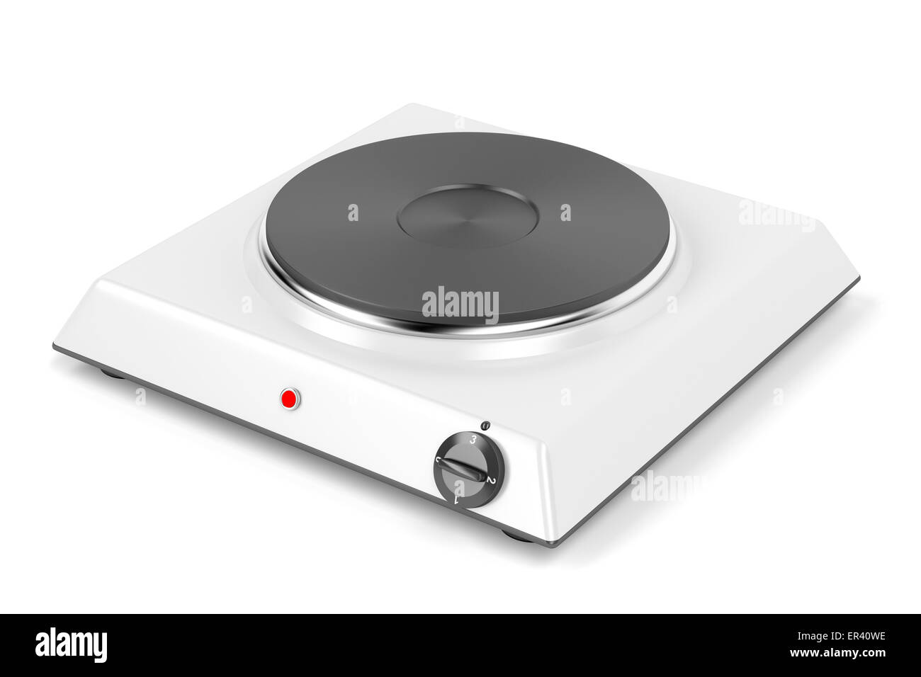 Single electric cooking plate on white background Stock Photo - Alamy