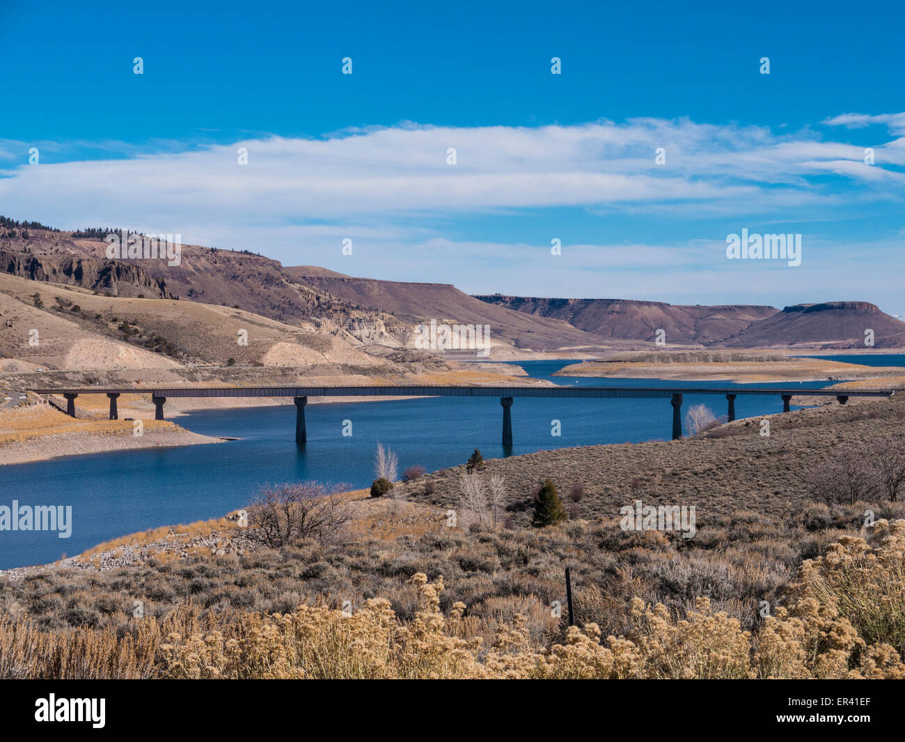 Bridge across Blue Mesa Reservoir outside Gunnison, Colorado Stock ...