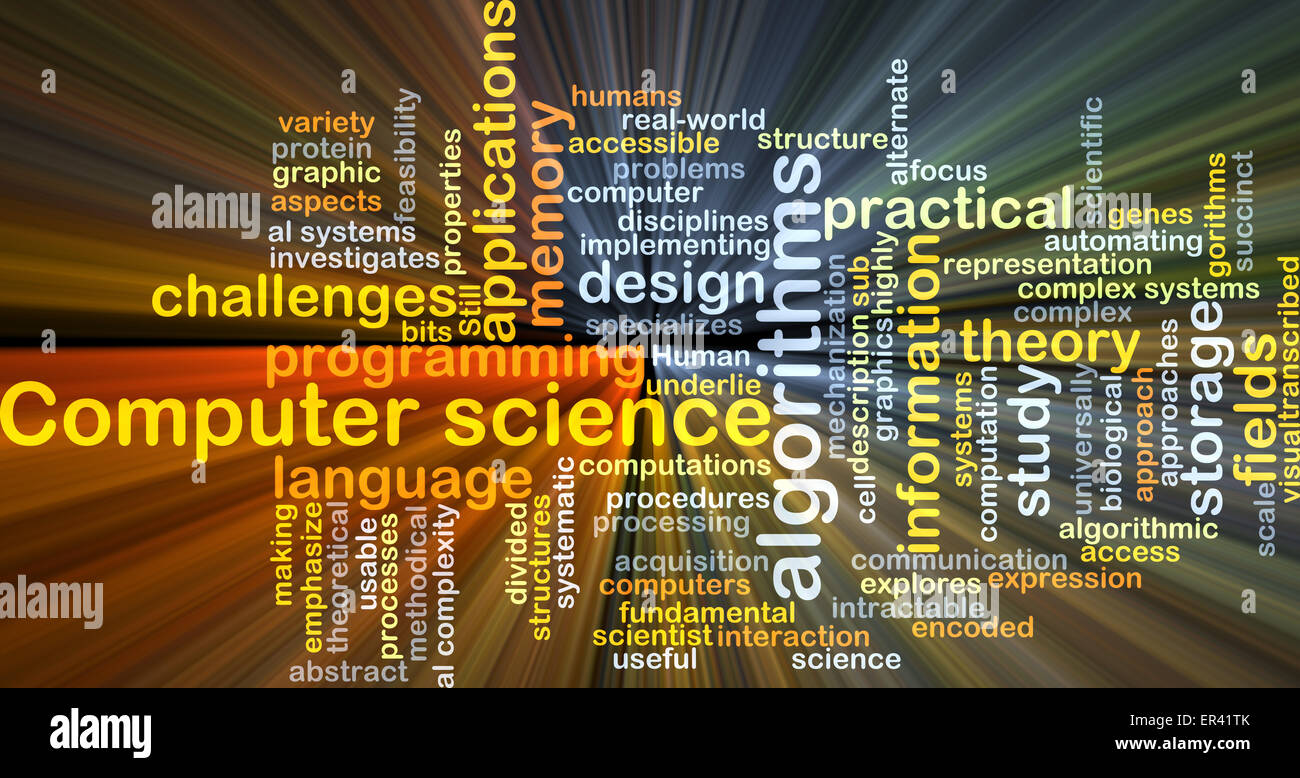 Background concept wordcloud illustration of computer science glowing ...