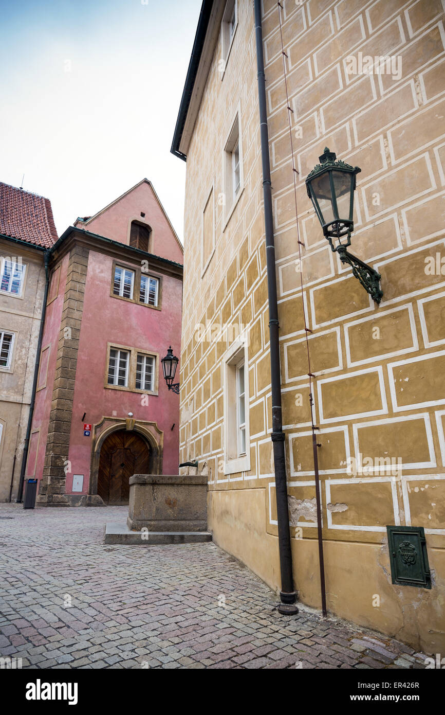 Old colourful houses in Golden Lane or Zlata Ulicka at Prague Castle in ...