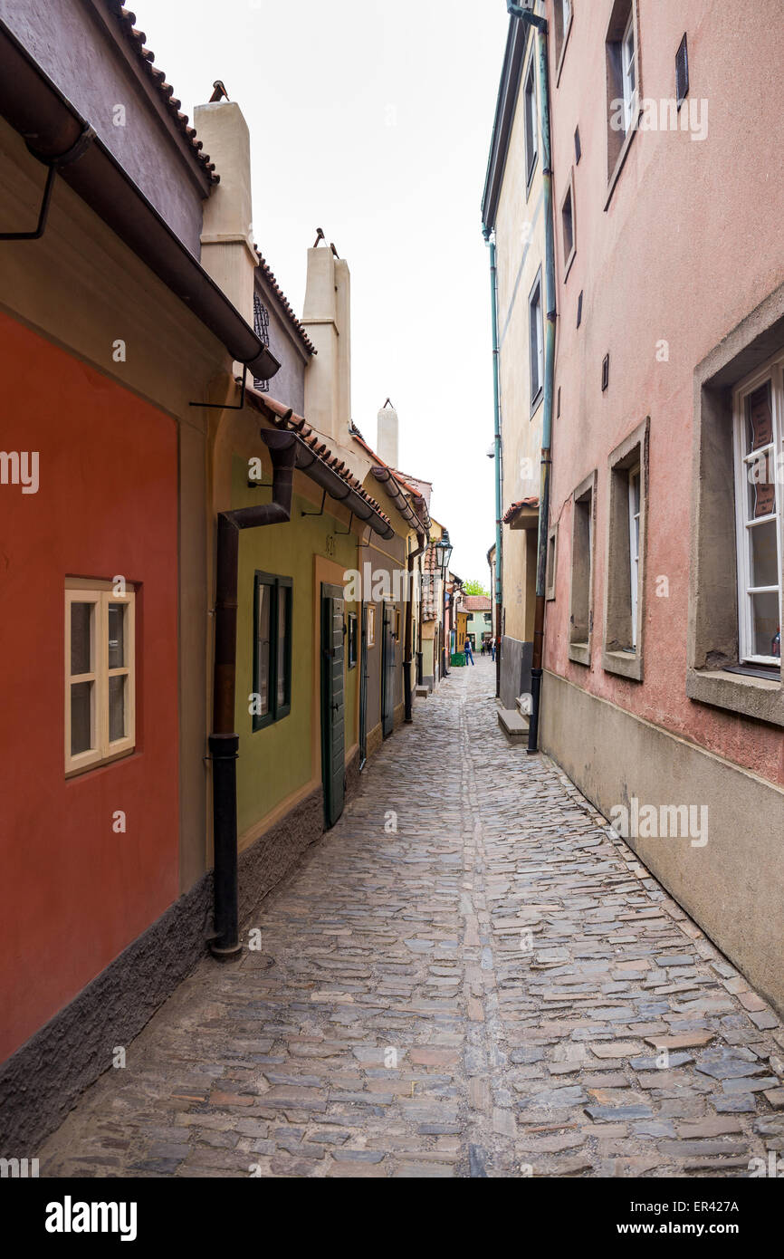 Old colourful houses in Golden Lane or Zlata Ulicka at Prague Castle in ...