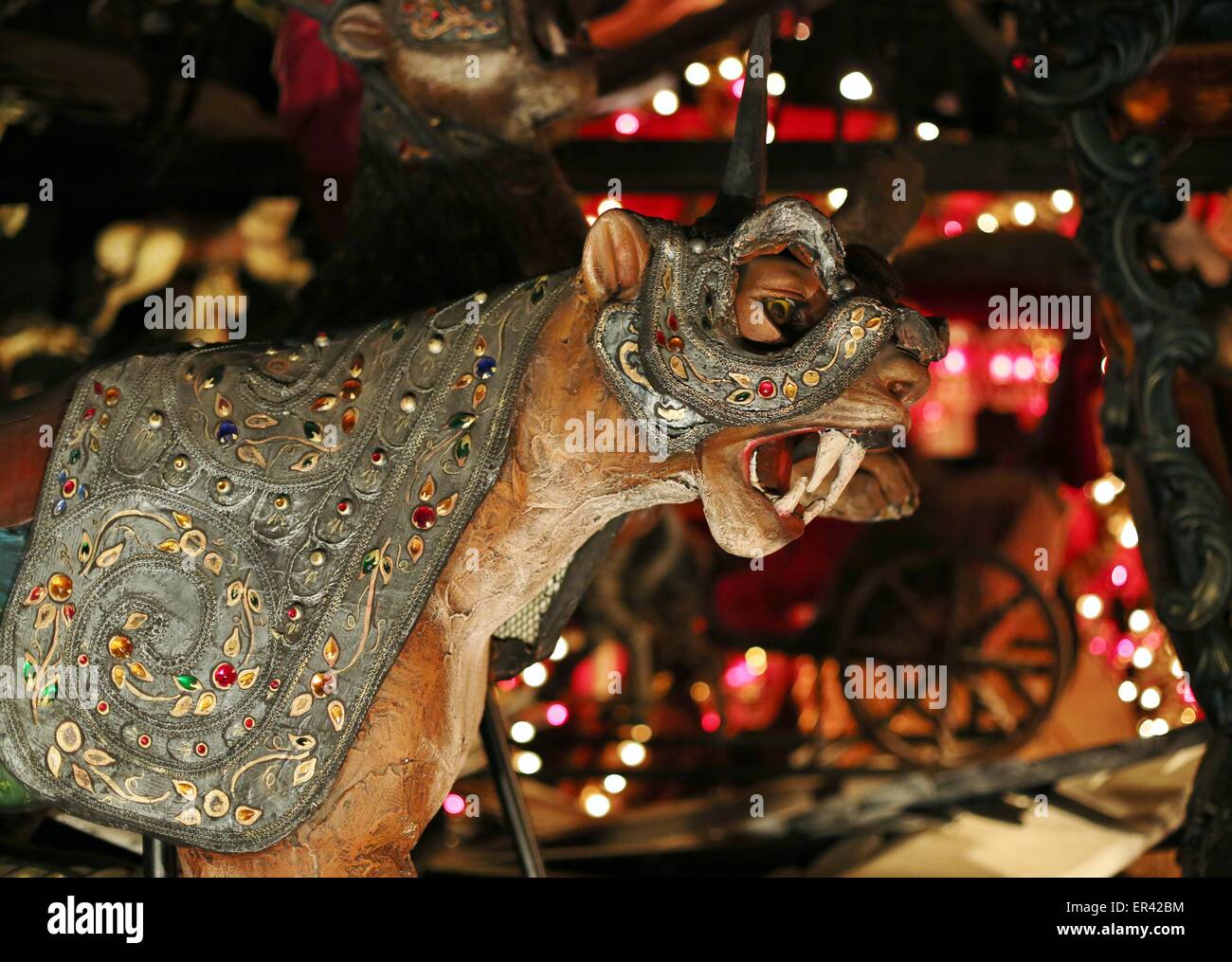 A saber toothed tiger statue wearing armor at the House on the Rock in ...