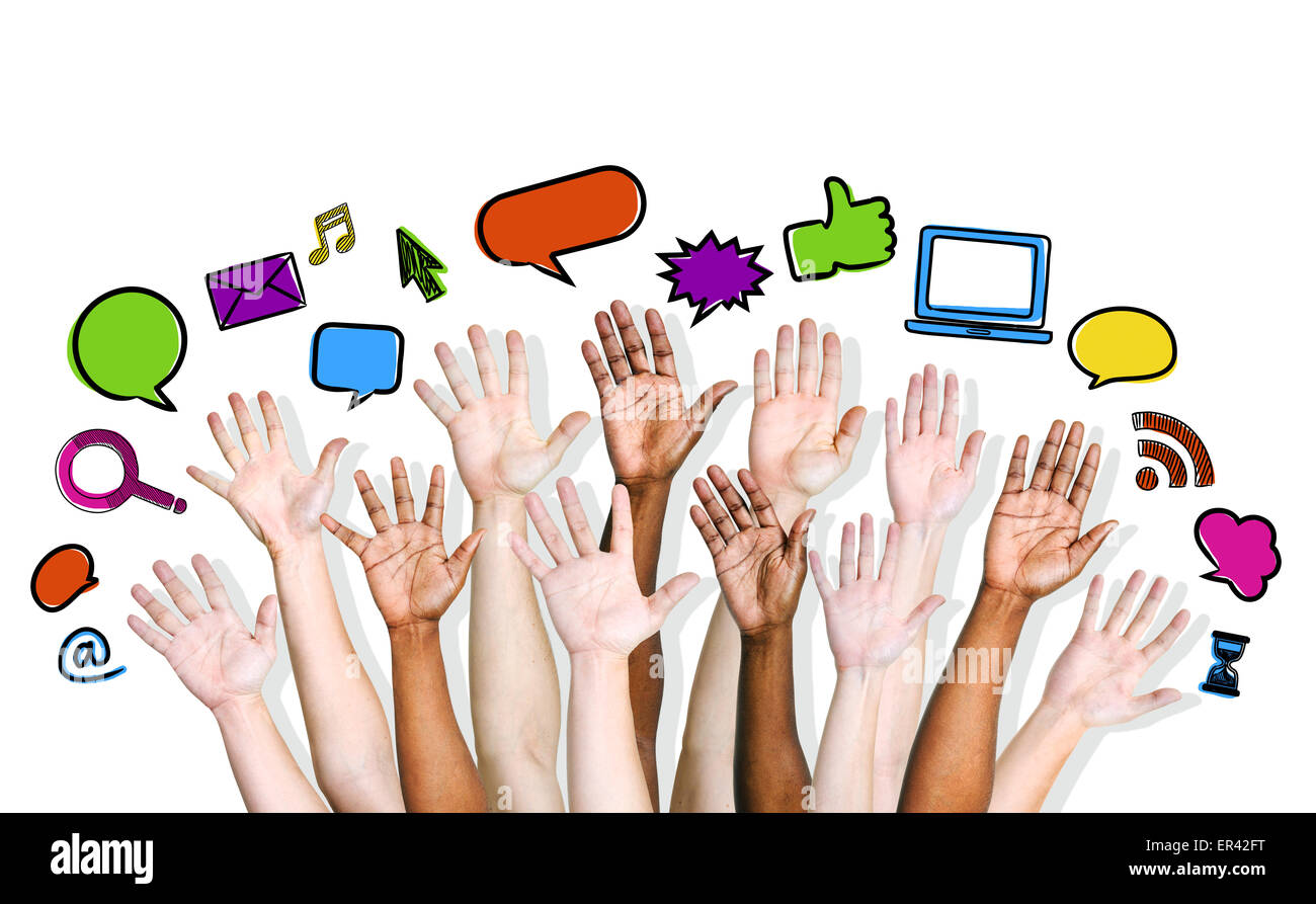 Social media icons hands hi-res stock photography and images - Alamy