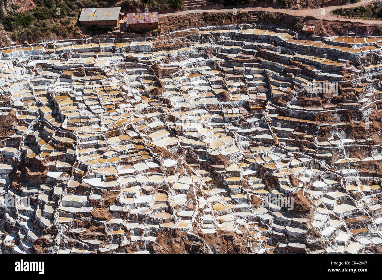 Salinas de Maras, the traditional inca salt field in Maras near Cuzco ...