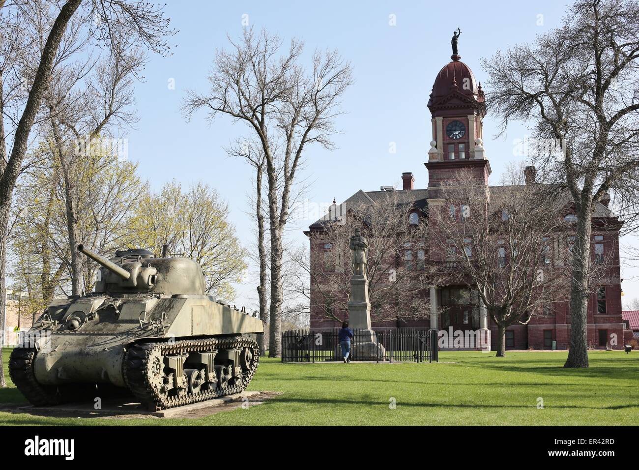 An army tank in front of the courthouse in Pipestone, Minnesota Stock ...
