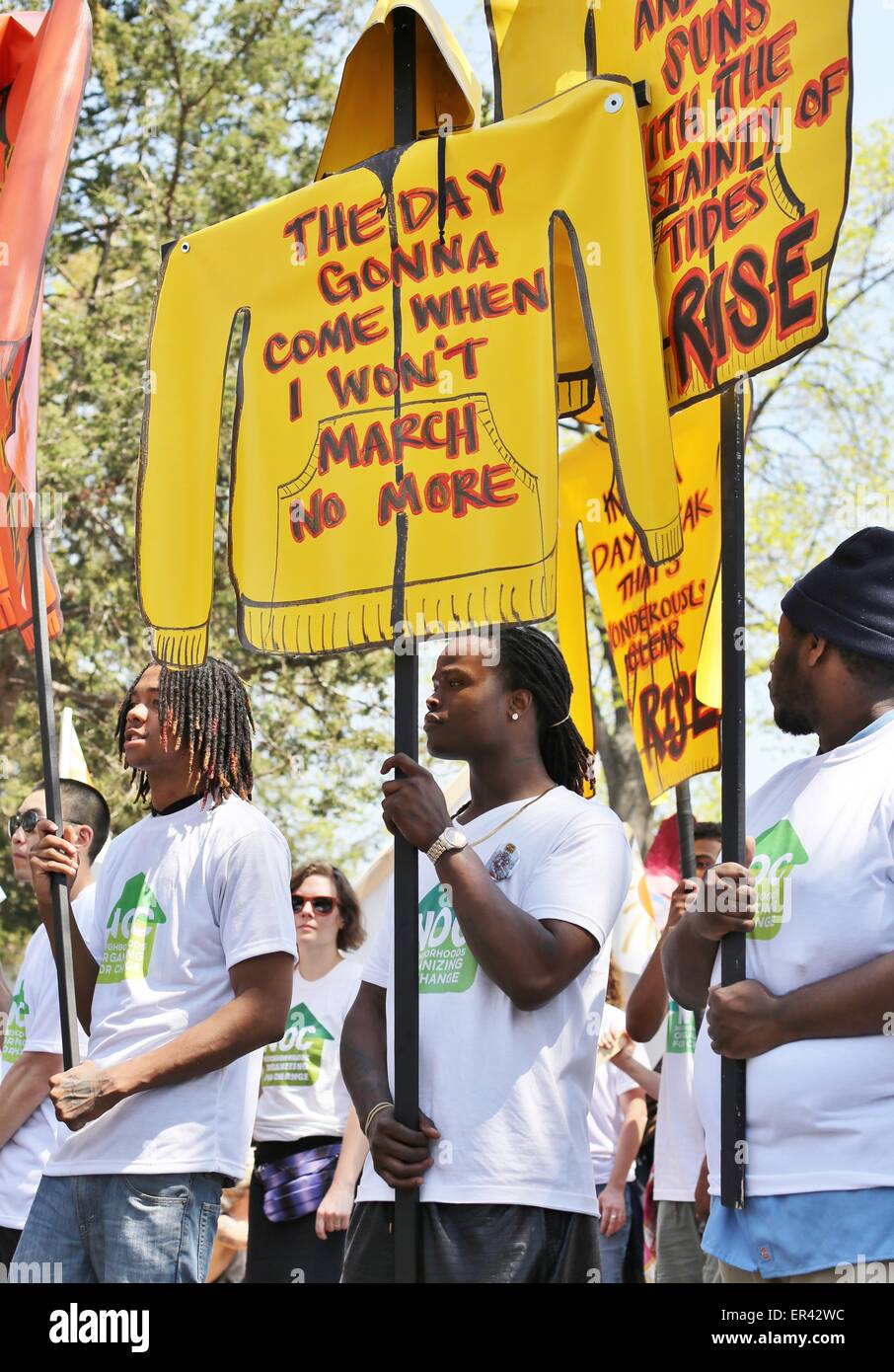 African American marchers protesting racism at the May Day parade in ...