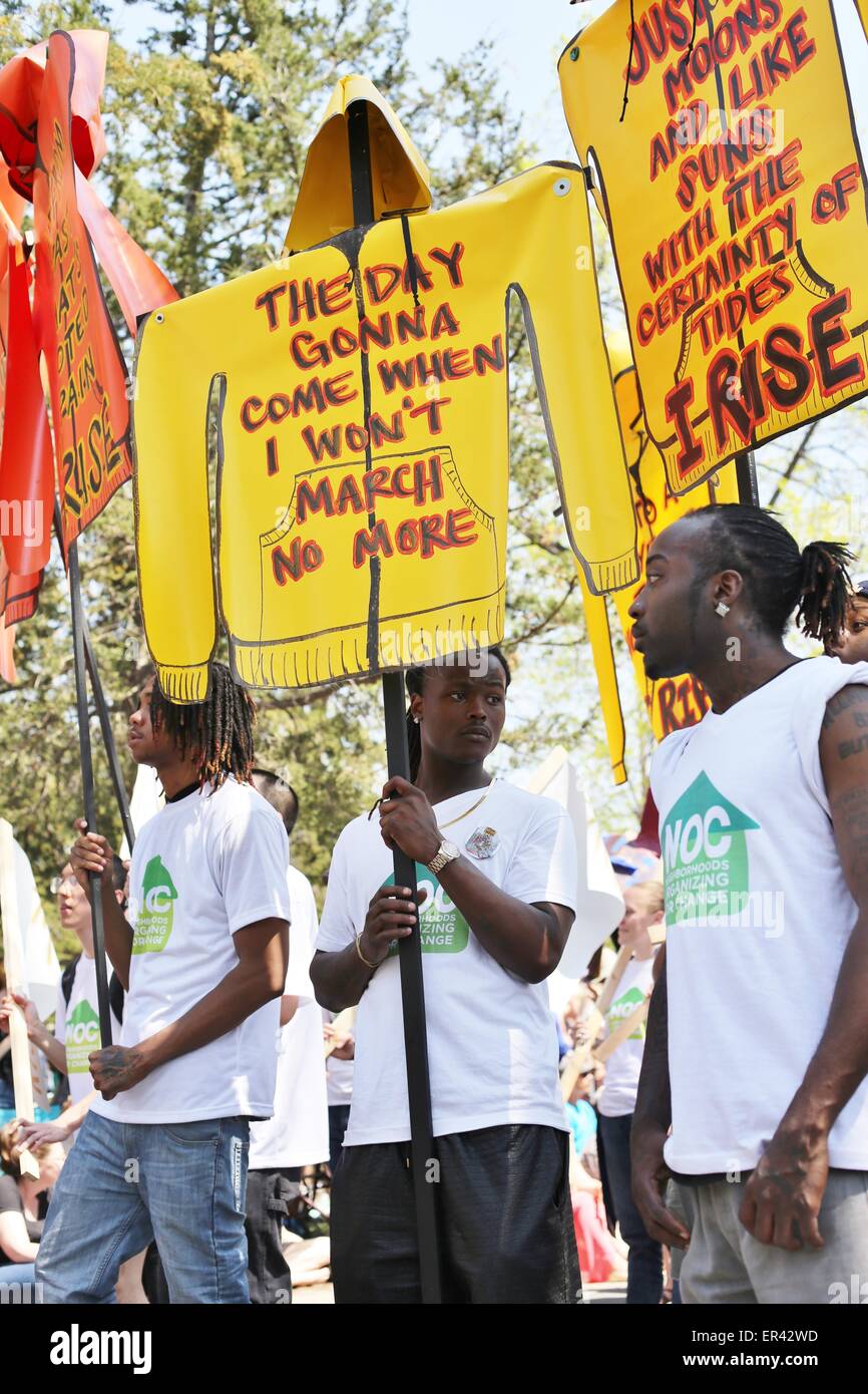African American marchers protesting racism at the May Day parade in ...