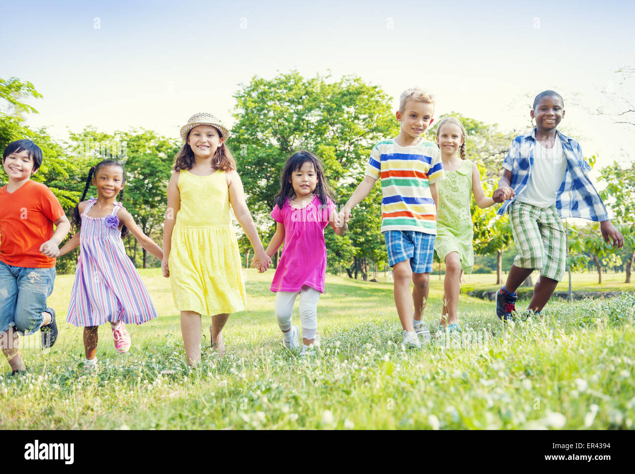 Children in Park Stock Photo - Alamy