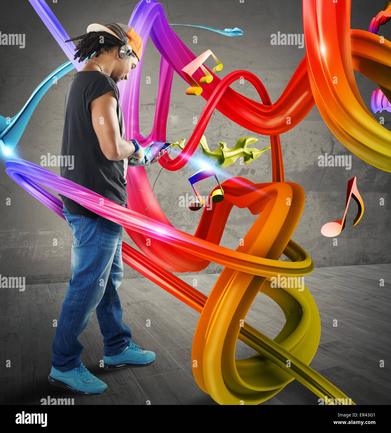 Music in colorful waves Stock Photo - Alamy