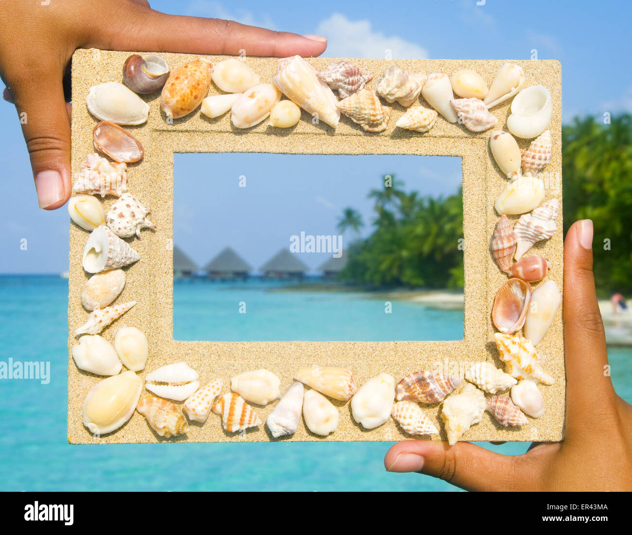 Scenic sand picture frame for copy space Stock Photo - Alamy