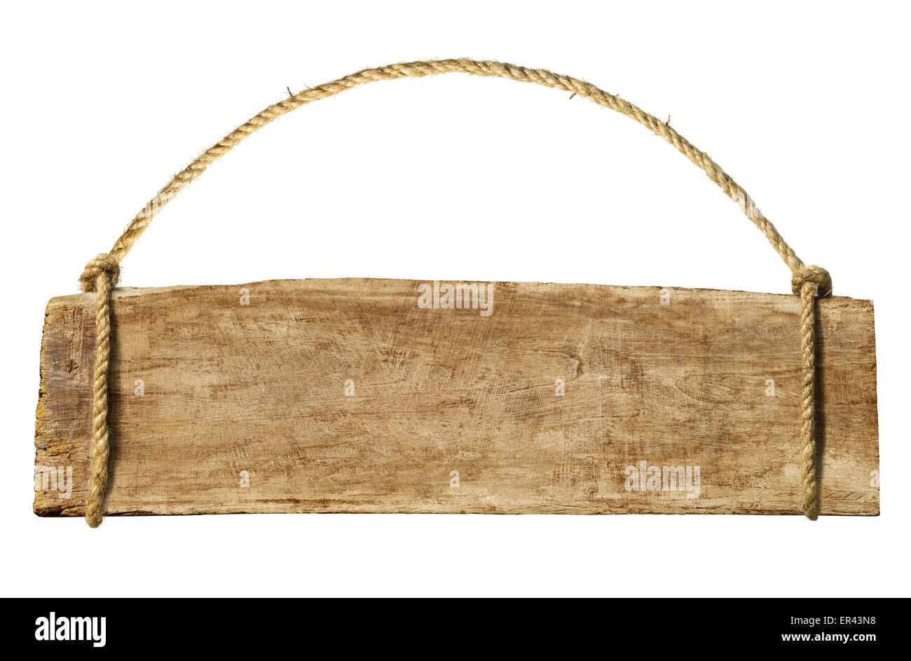 Wooden sign hanging from a rope Stock Photo - Alamy