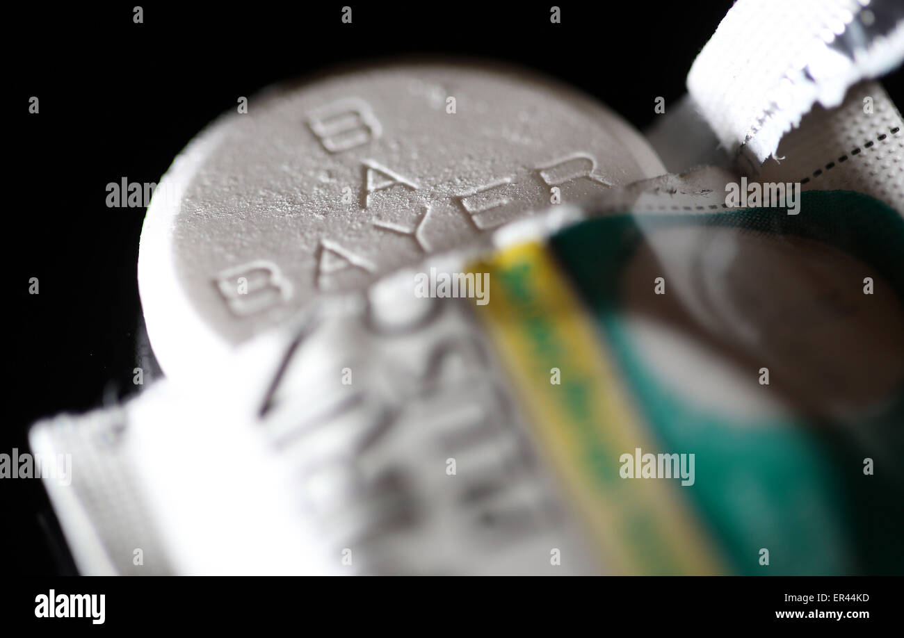 Cologne, Germany. 26th May, 2015. An Aspirin carbon tablet manufactured ...