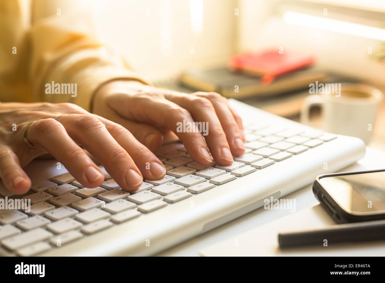 Female finger touching keyboard hi-res stock photography and images - Alamy