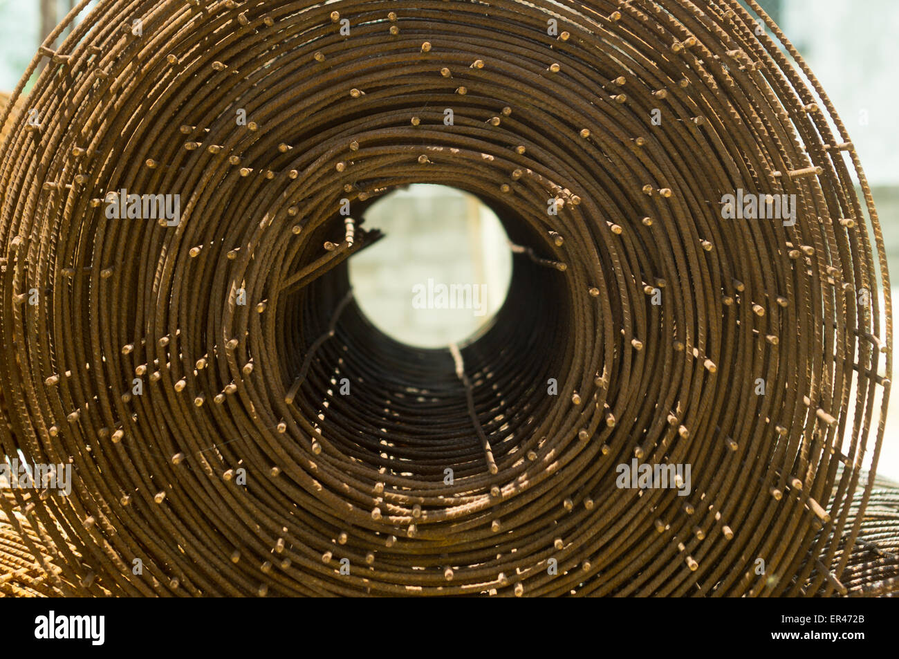 Roll of rusty steel wire mesh for construction. Structural steel for ...