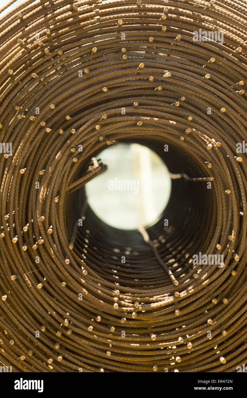 Roll of rusty steel wire mesh for construction. Structural steel for ...