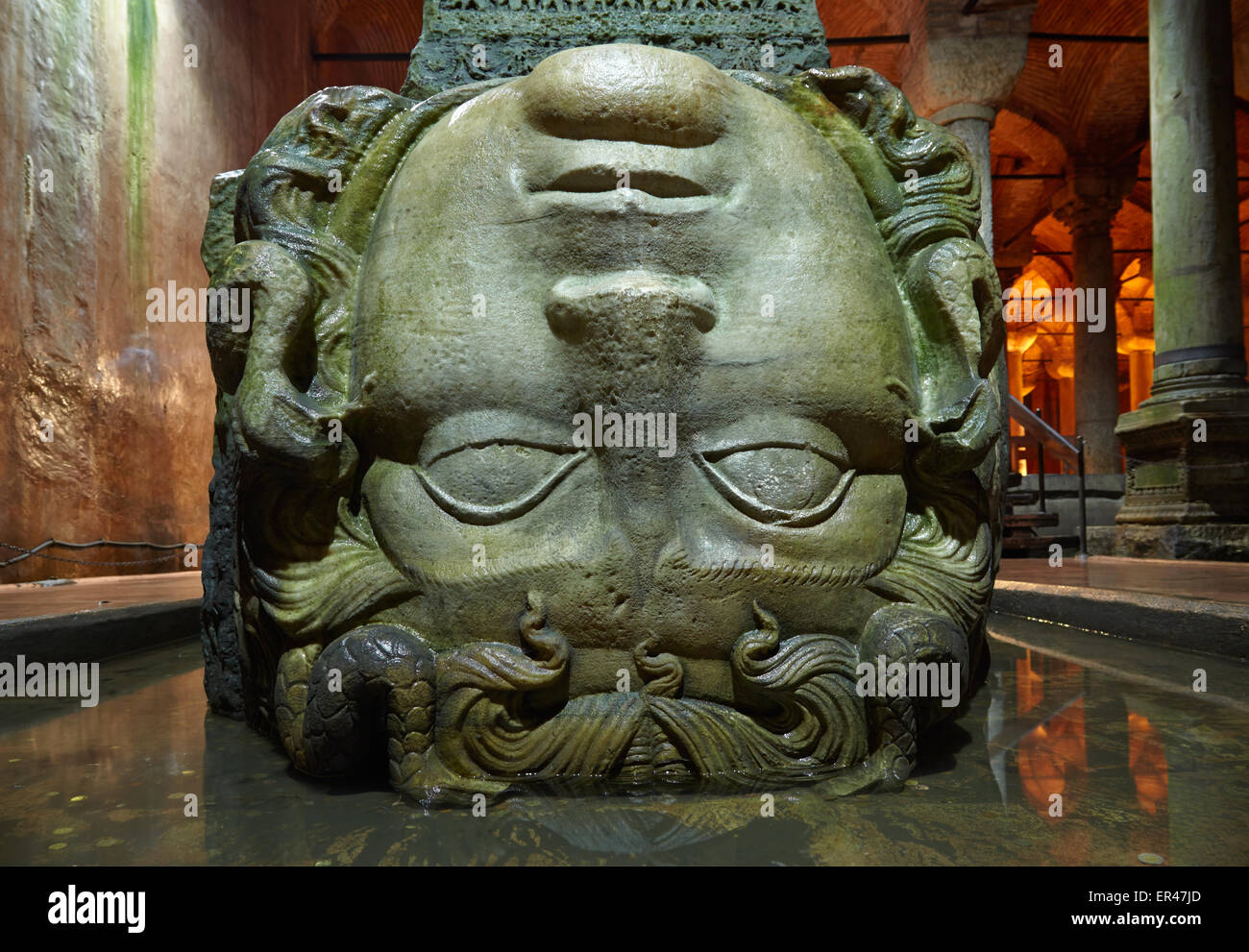ISTANBUL, TURKEY - JULY 16, 2014: Medusa column bases in Basilica ...