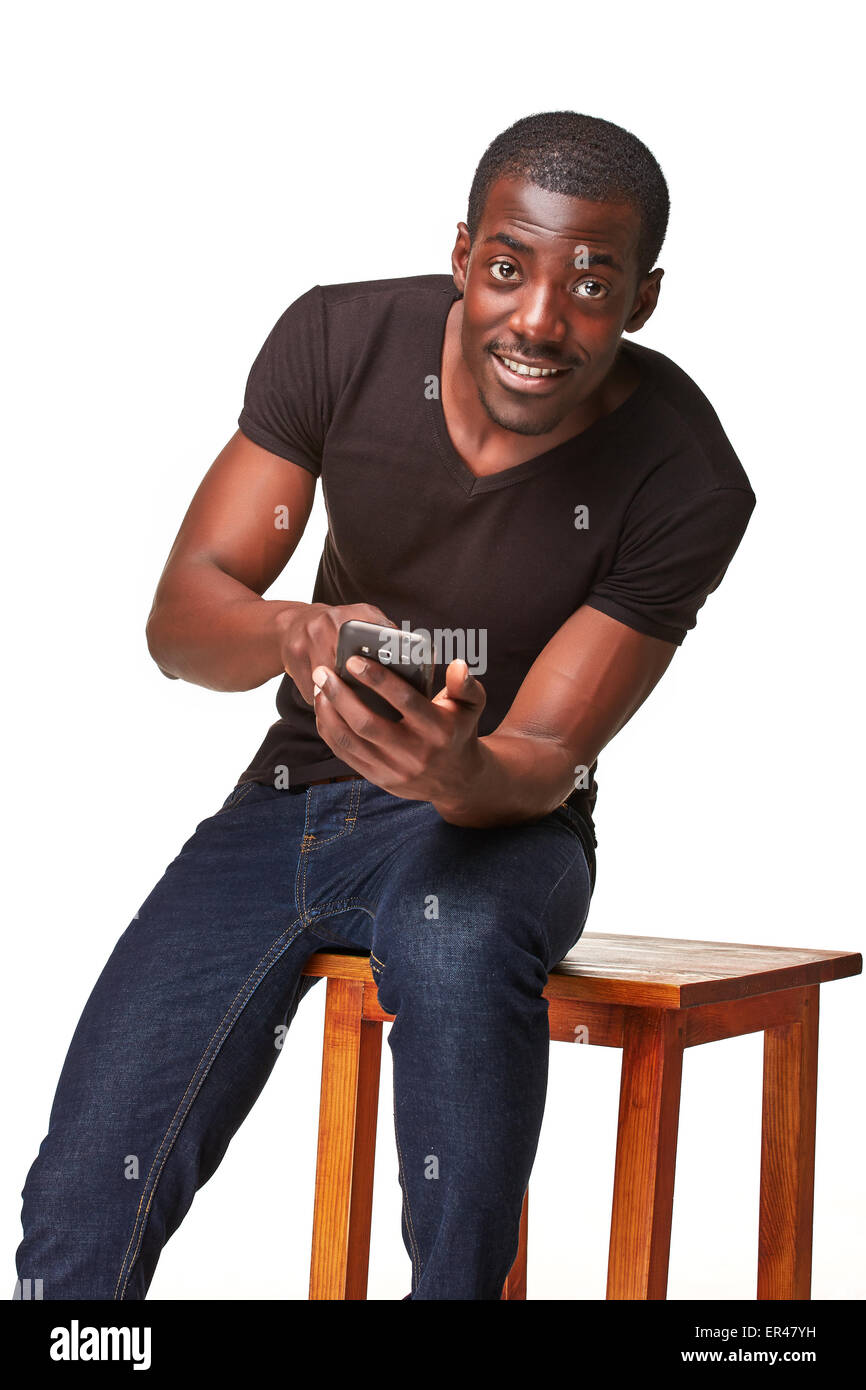 Portrait of african man talking on the phone Stock Photo - Alamy