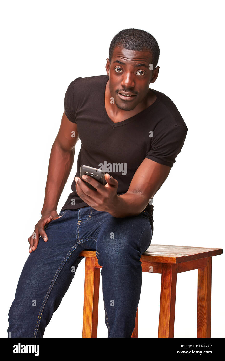 Portrait of african man talking on the phone Stock Photo - Alamy