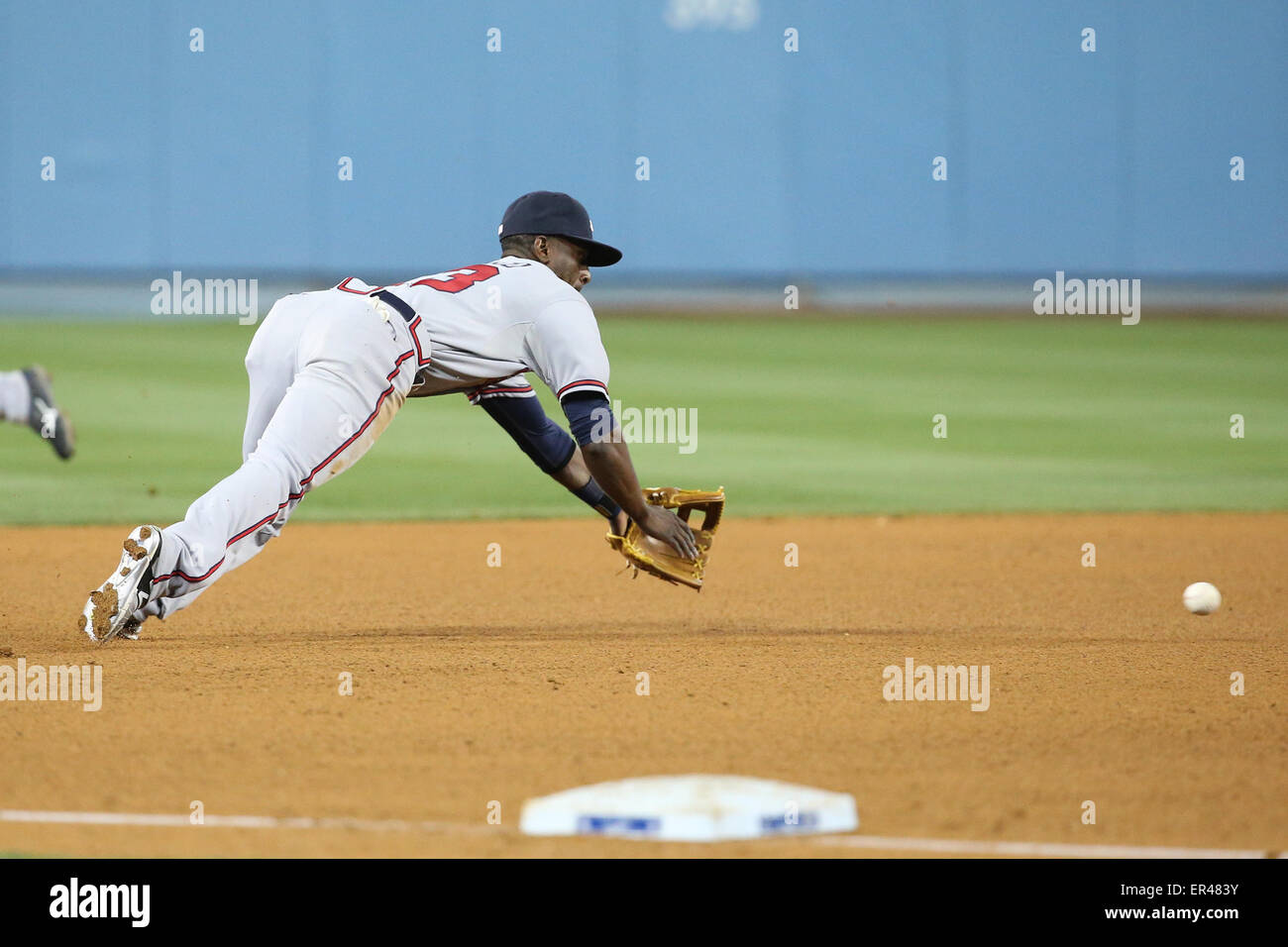 Los Angeles, CA, USA. 26th May, 2015. Atlanta Braves third baseman ...