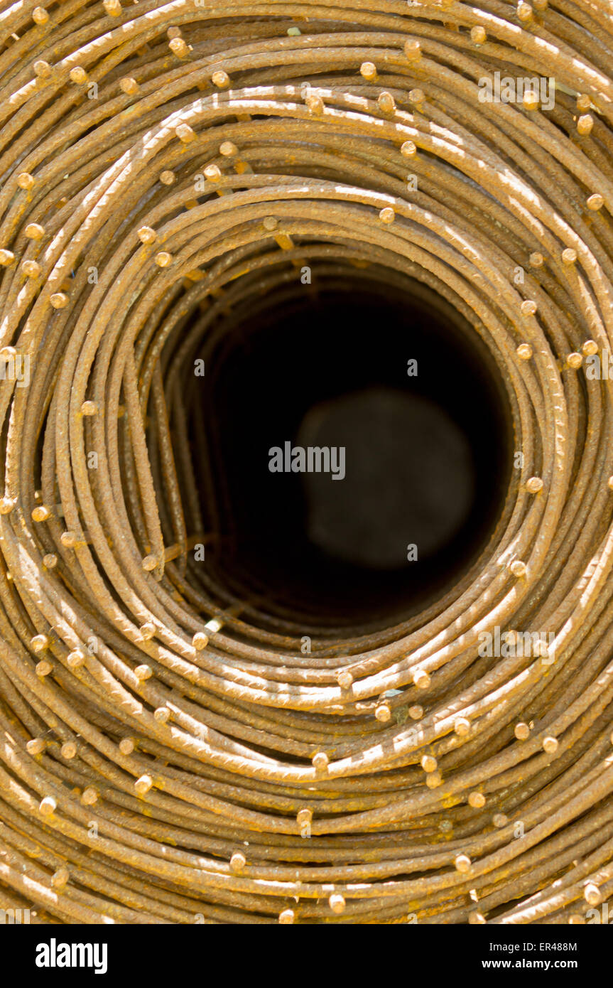 Roll of rusty steel wire mesh for construction. Structural steel for ...