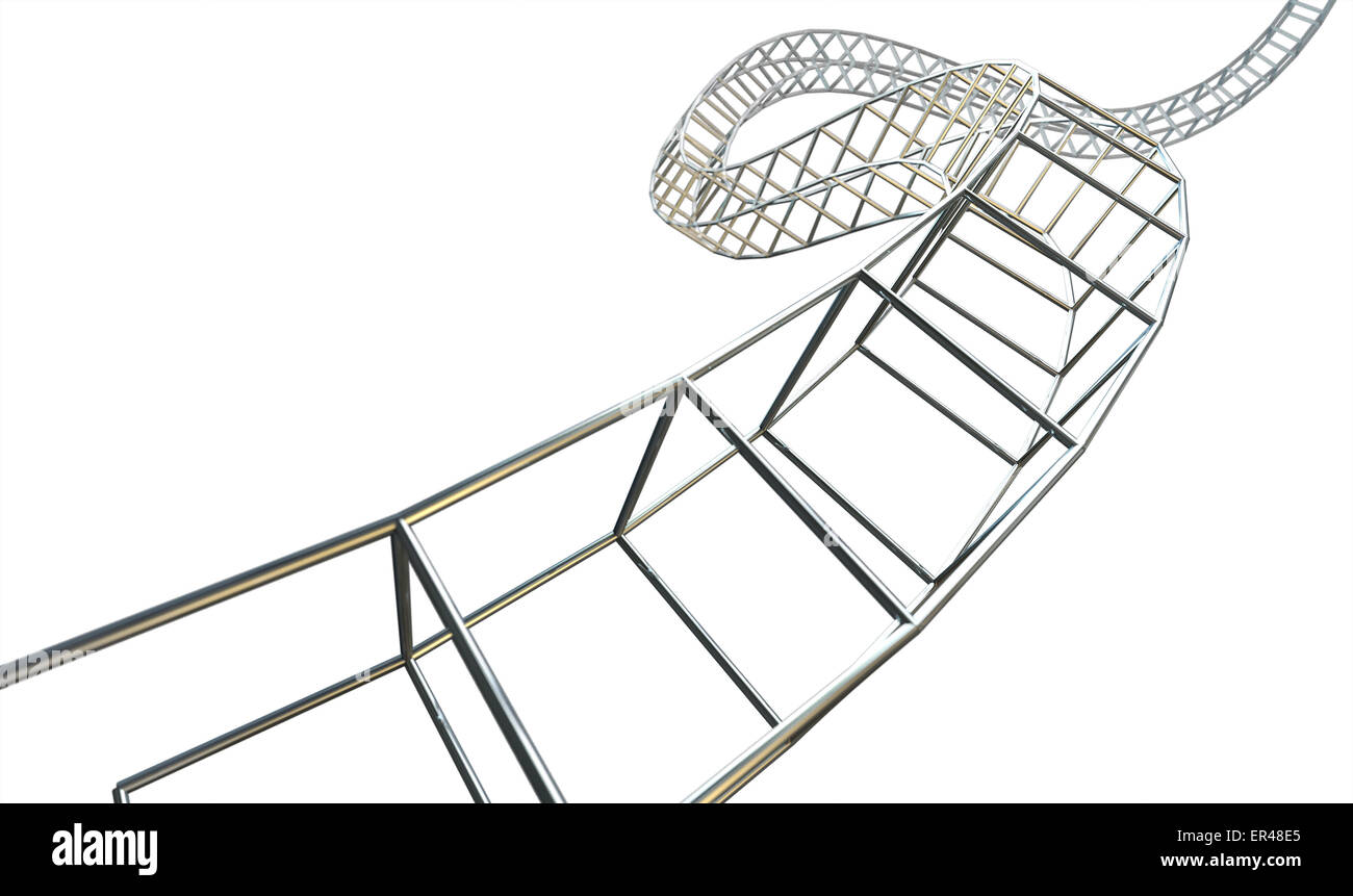 An abstract strand of a thread of interconnected steel cube bars ...