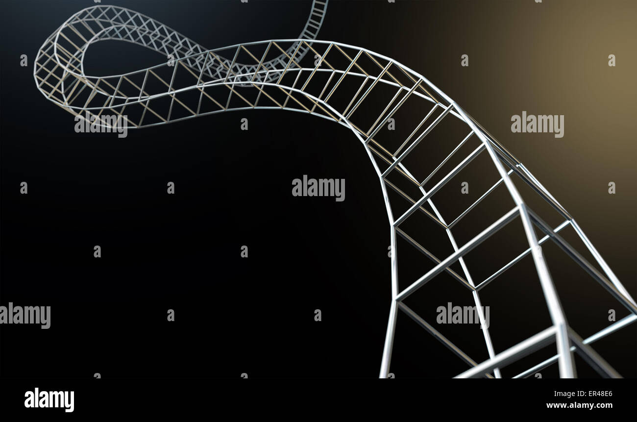 An abstract strand of a thread of interconnected steel cube bars ...