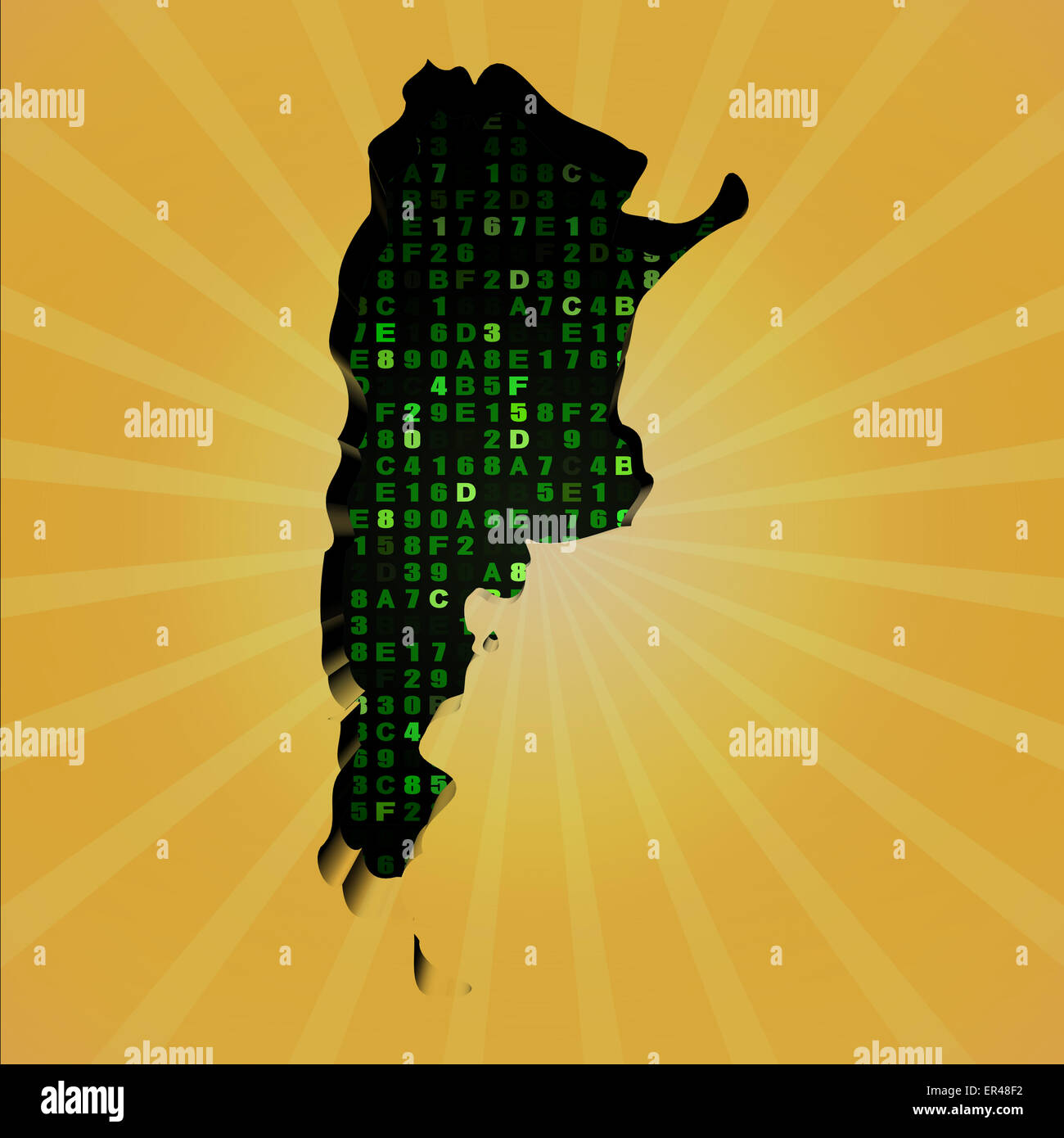 Argentina sunburst map with hex code illustration Stock Photo - Alamy