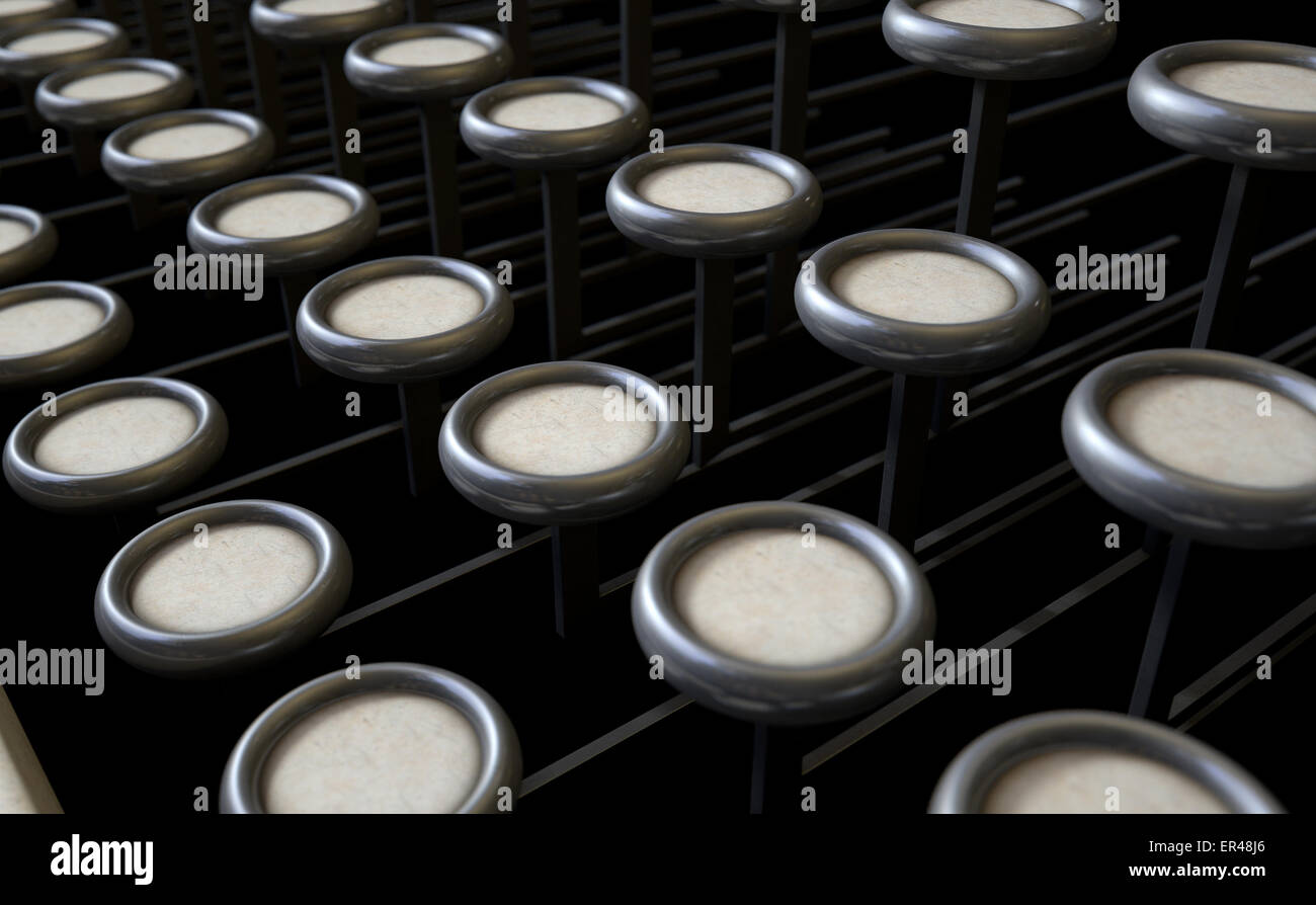 A concept view of an extreme close up of blank unmarked keys of a ...