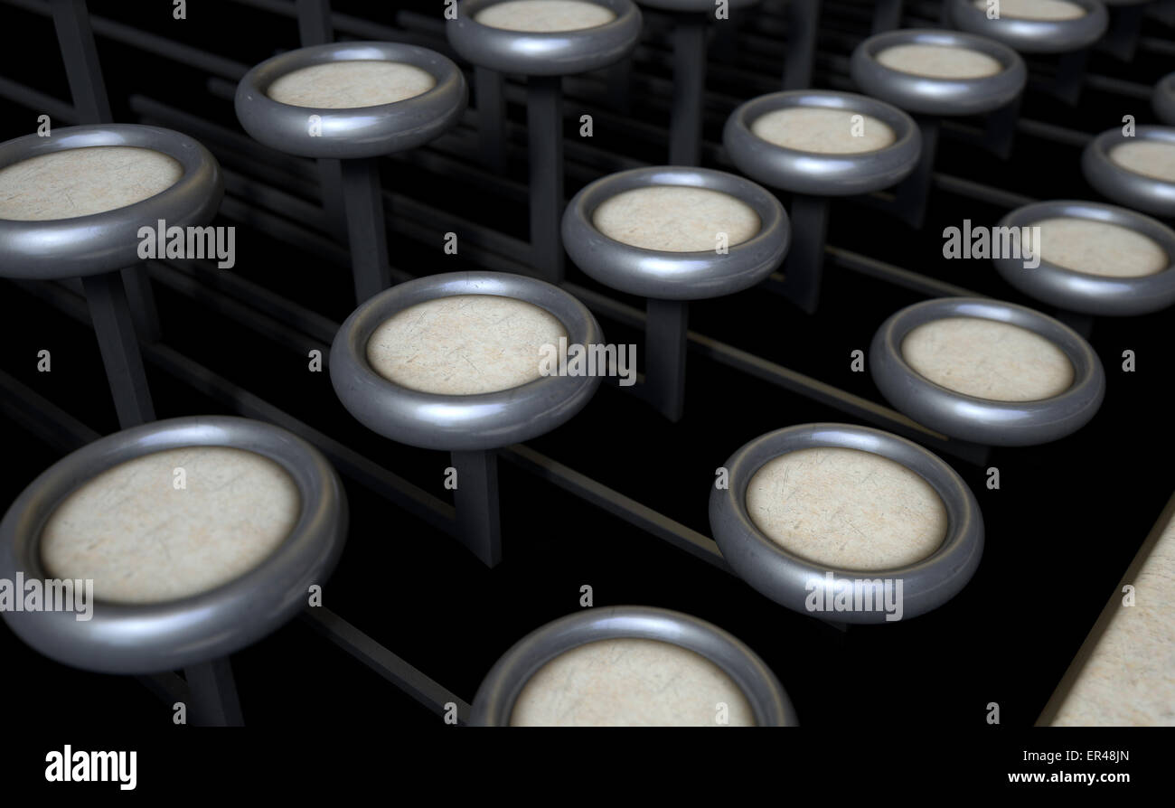 A concept view of an extreme close up of blank unmarked keys of a ...