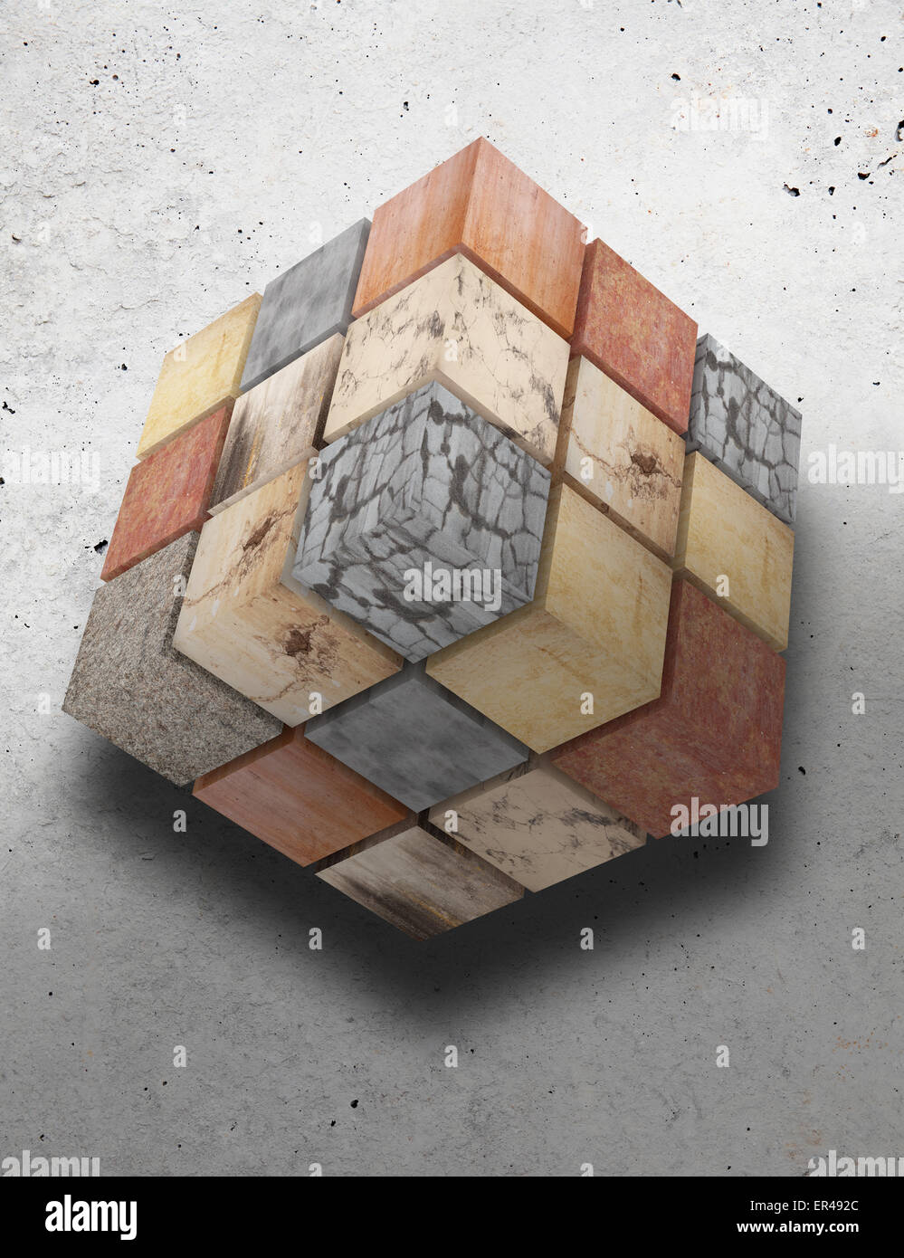 3d rendering of a lot of textured stones cubes Stock Photo - Alamy