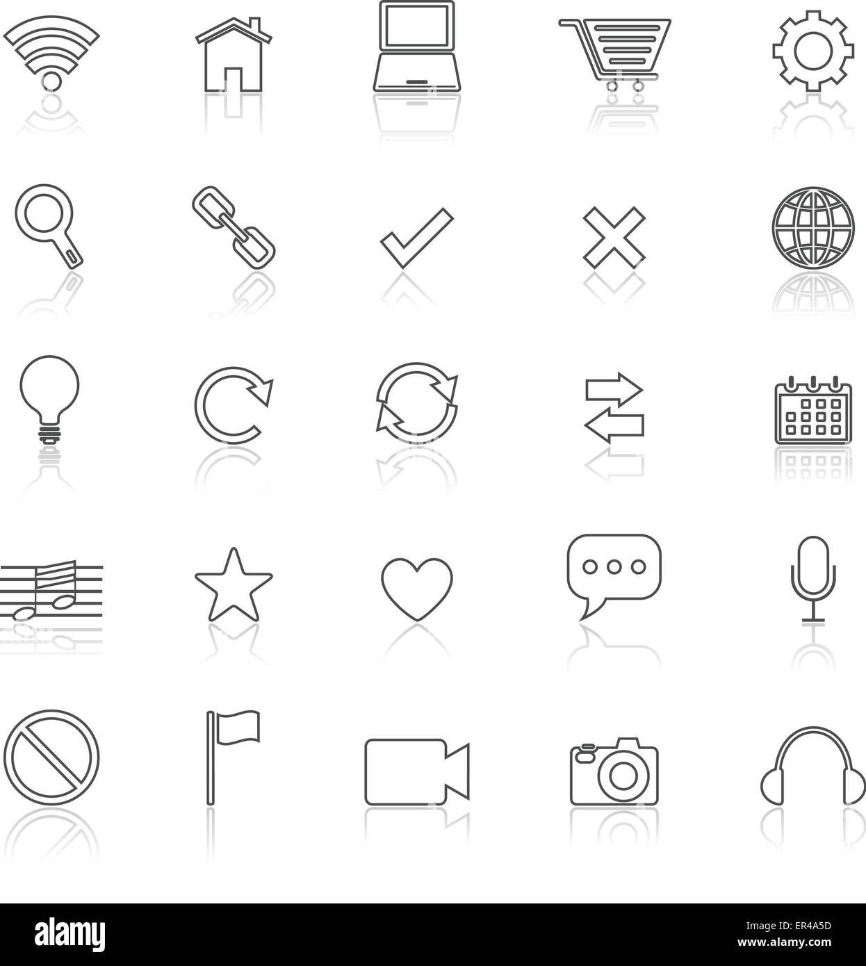 Web line icons with reflect on white, stock vector Stock Vector Image ...