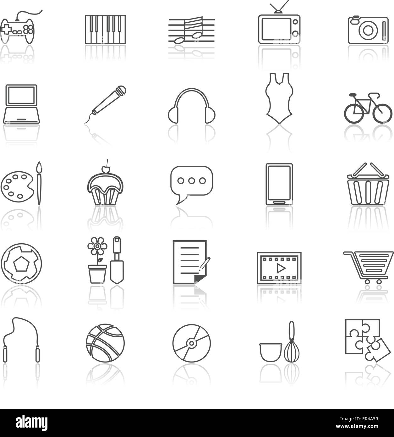 Hobby line icons with reflect on white, stock vector Stock Vector Image ...