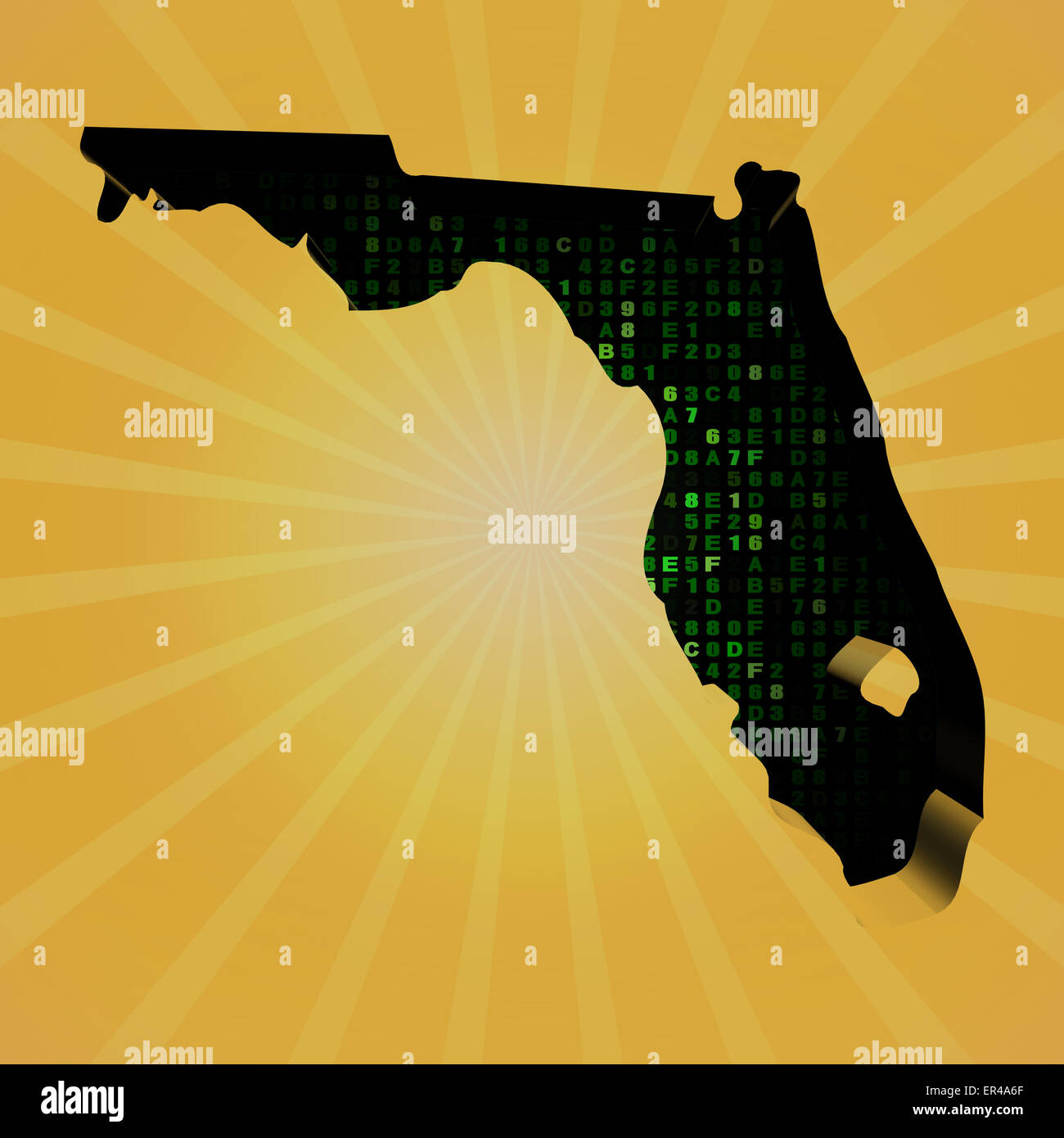 Florida sunburst map with hex code illustration Stock Photo - Alamy