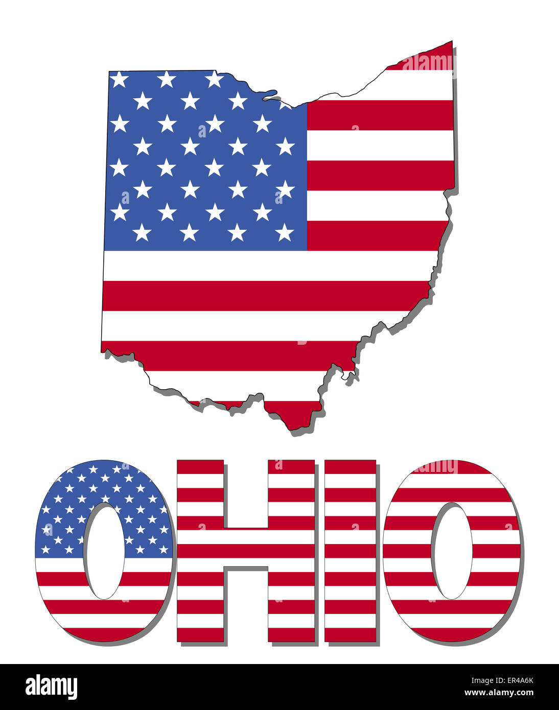 Ohio map flag and text illustration Stock Photo - Alamy