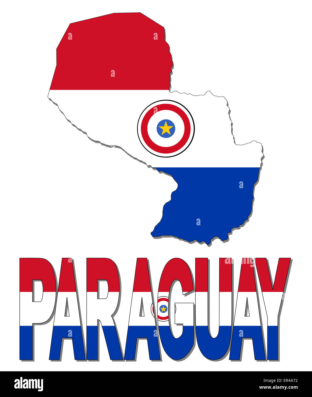 Paraguay map flag and text illustration Stock Photo - Alamy