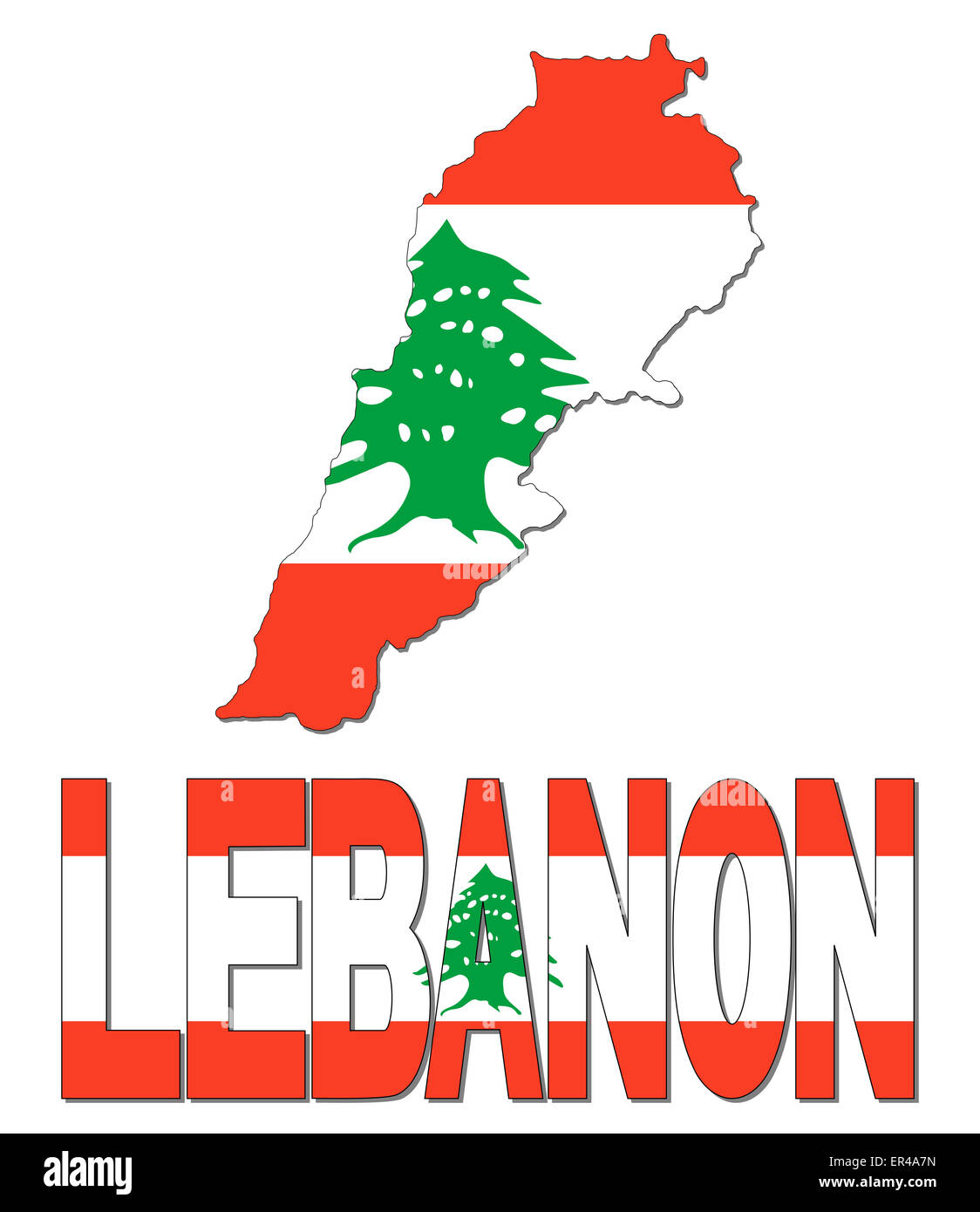 Lebanon map flag and text illustration Stock Photo - Alamy