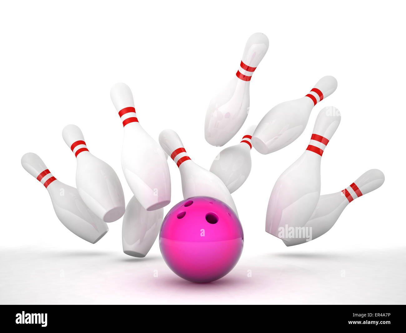 3d image of bowling ball and skittle Stock Photo - Alamy