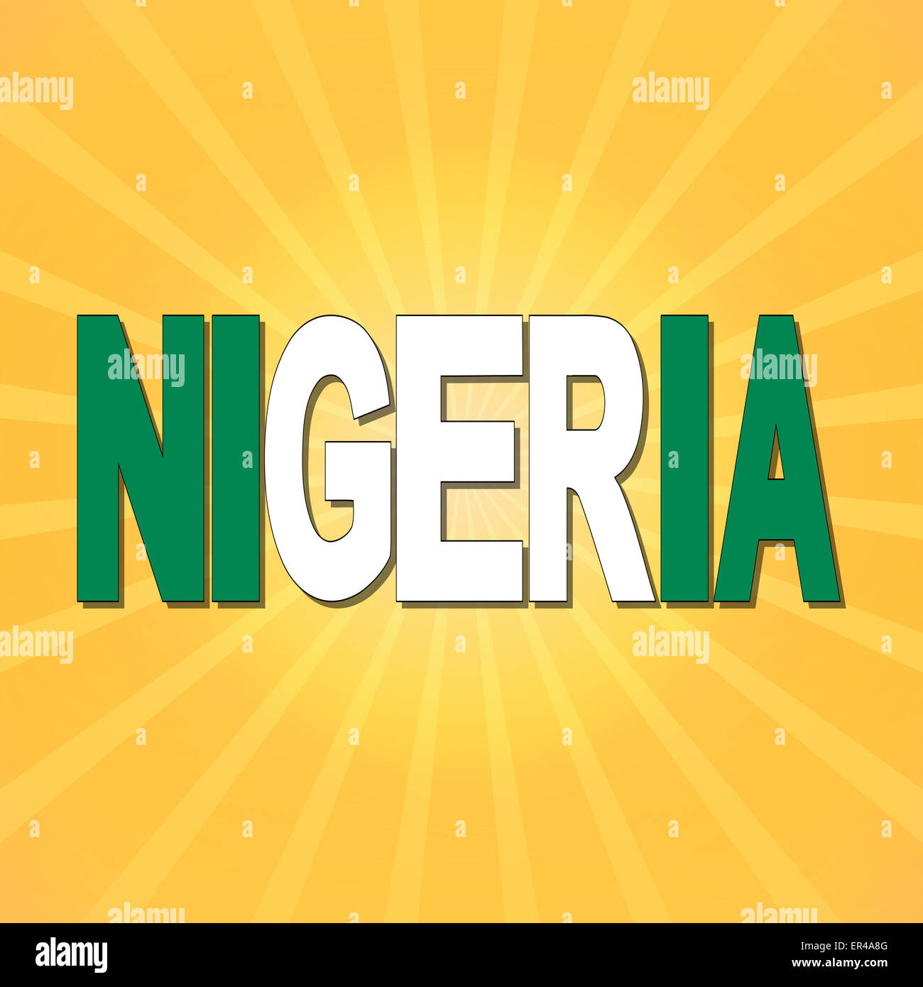 Nigeria flag text with sunburst illustration Stock Photo - Alamy