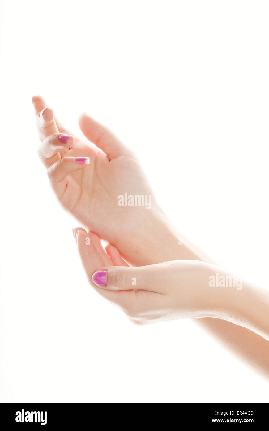 Two hands isolated on white background Stock Photo - Alamy